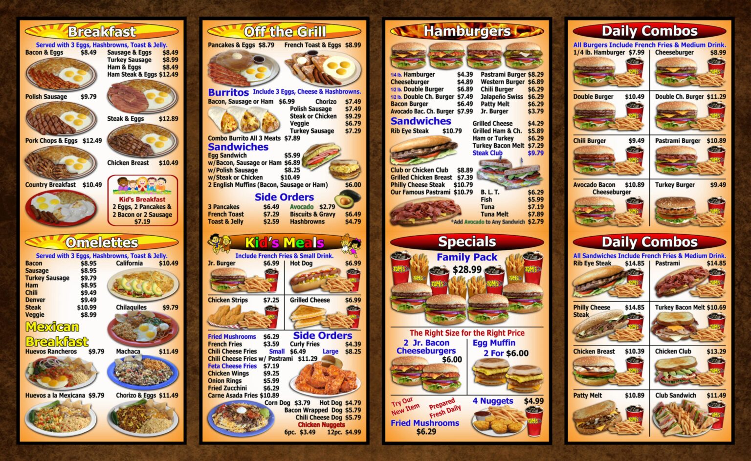 Menu - Tom's Jr. Restaurant in La Mirada, CA